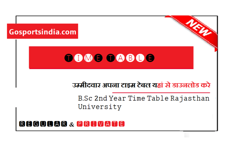 B.Sc 2nd Year Time Table Rajasthan University 2022 | Uniraj टाइम टेबल