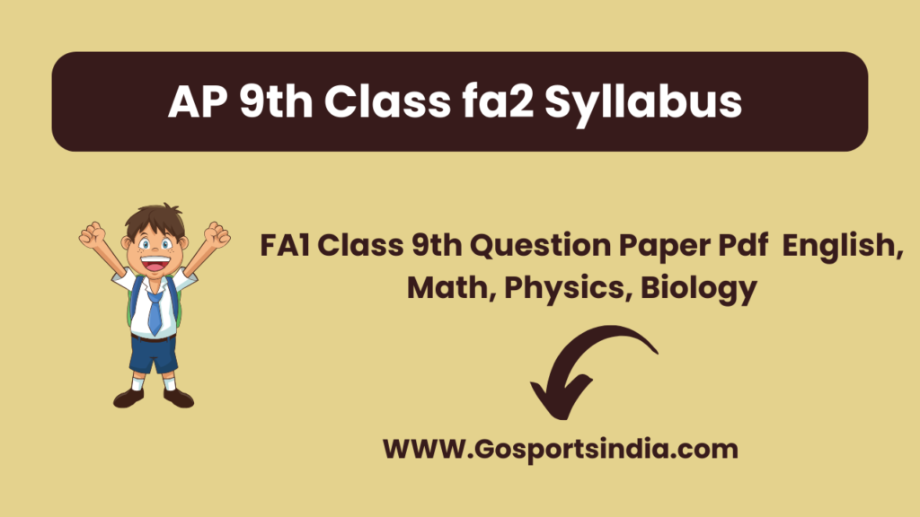 AP 9th Class fa2 Syllabus 2024, FA1 Class 9th Question Paper Pdf 2024 ...